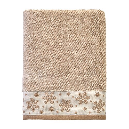 Saturday Knight Heather Snowflake Embellished Holiday Bath Towel  One Size  Brown