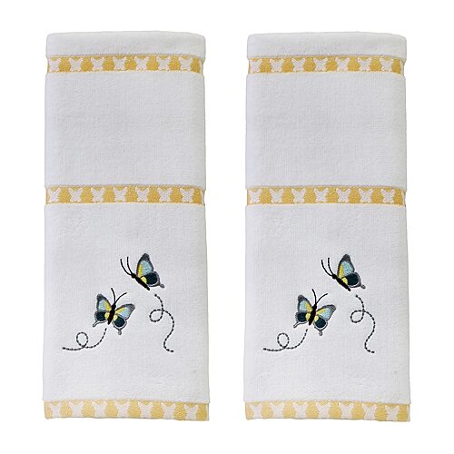 Saturday Knight Dancing Butterflies Hand Towel 2-pc. Animals + Insects Hand Towel  One Size  White