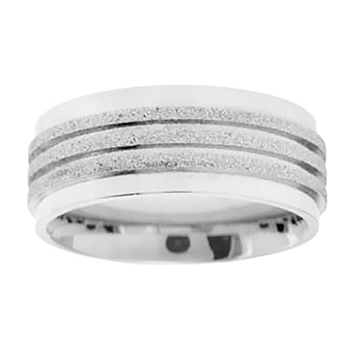 Click here for Mens 3-Row Stainless Steel Ring  9  Grey prices
