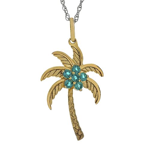 Click here for Simulated Emerald Palm Tree Pendant Necklace  One... prices