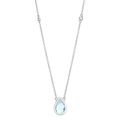 Click here for Womens Simulated Aquamarine Sterling Silver Pendan... prices