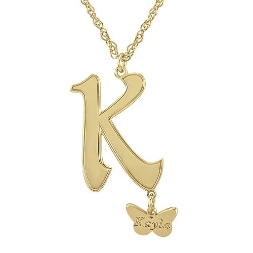 Click here for Personalized Butterfly Initial 14K Gold Over Silve... prices