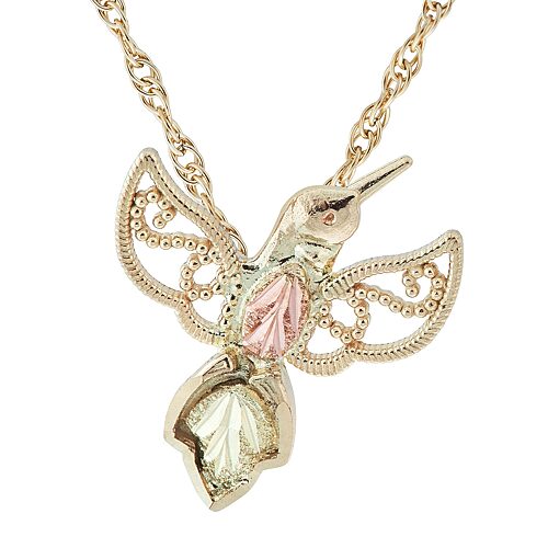 Black Hills Gold Hummingbird Womens 10K Tri-Color Gold 18 Inch Pendant Necklace  One Size