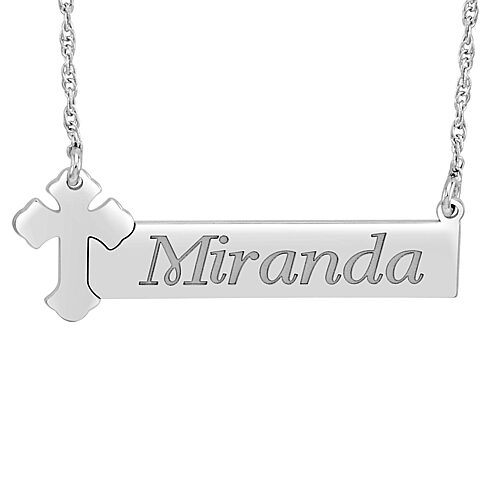 Click here for Personalized Womens Sterling Silver Cross Bar Name... prices
