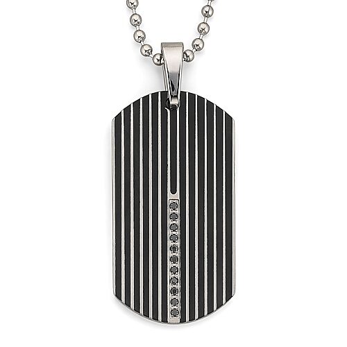 Click here for Dog Tag Necklace  .15 ct. t.w. Diamond Steel  One... prices
