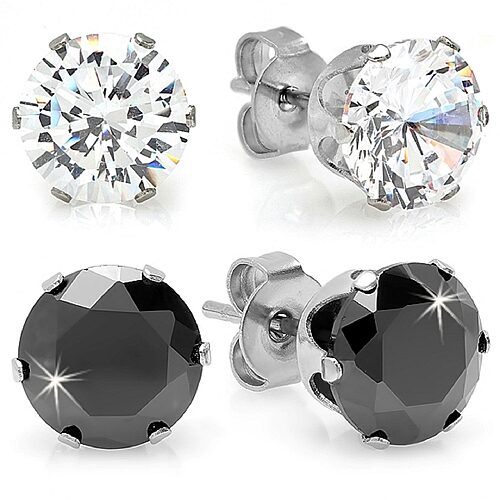 Click here for Steeltime Black Cubic Zirconia Stainless Steel 8mm... prices