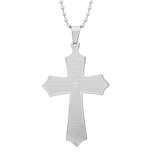Click here for Steeltime Lords Prayer Mens Stainless Steel Cross... prices