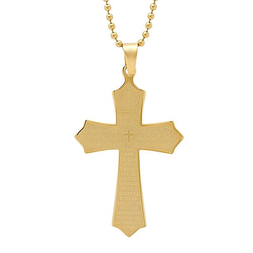 Click here for Steeltime LordS Prayer Mens 18K Gold Stainless Ste... prices