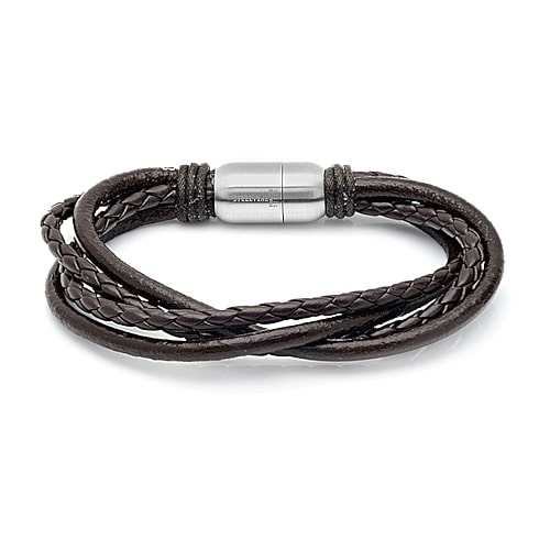 Click here for Steeltime Braided Leather Mens Stainless Steel Wra... prices