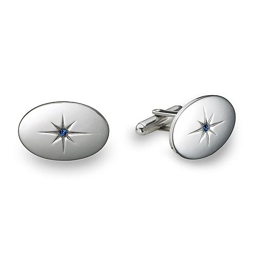 Click here for Oval Starcut Blue Stone Cufflinks  One Size  Silve... prices