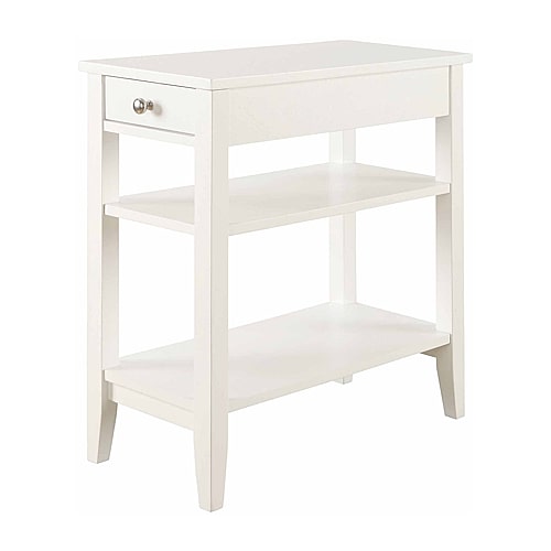 American Heritage 3-Tier End Table with Drawer  One Size  White
