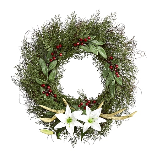 Click here for Nearly Natural 20in. Cedar; Antlers; Lily And Rusc... prices