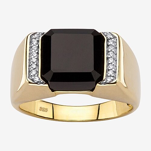 Click here for Mens Genuine Black Onyx 18K Gold Over Silver Fashi... prices