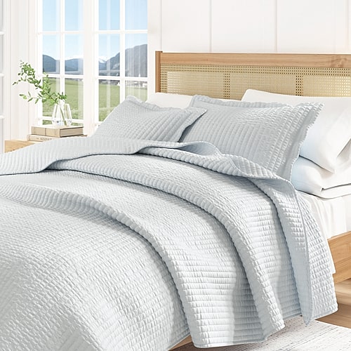 Click here for Linery Detailed Channel Stitch Reversible Quilt Se... prices