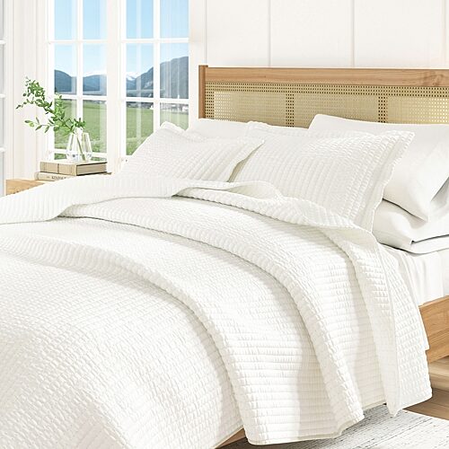 Click here for Linery Detailed Channel Stitch Reversible Quilt Se... prices