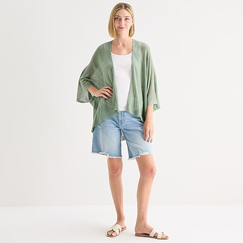 Click here for a.n.a Open Knit Wrap  One Size  Green prices