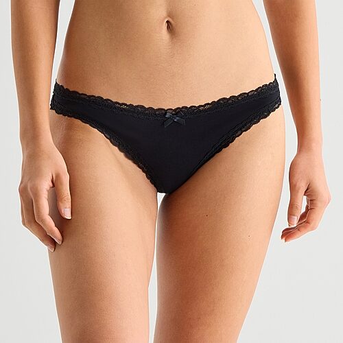 Click here for Arizona Body Cotton with Lace Thong  X-large  Blac... prices
