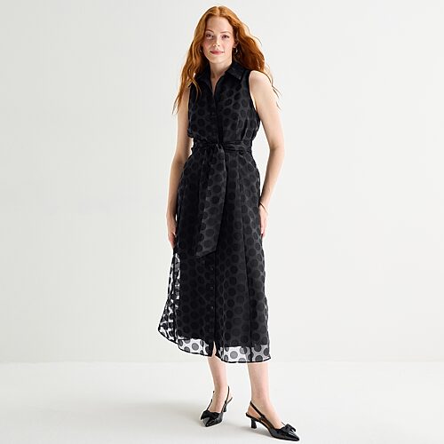Click here for 52seven Womens Sleeveless Midi Dots Shirt Dress  M... prices
