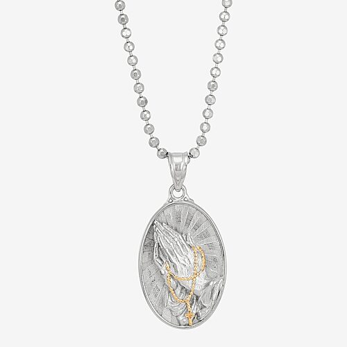 Click here for Praying Medal Mens 14K Gold Over Silver Oval 18 In... prices