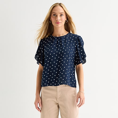 Click here for Liz Claiborne Womens Round Neck Short Sleeve Blous... prices