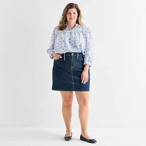 Click here for St. Johns Bay Womens Cotton Blend Skort  22w  Blue prices