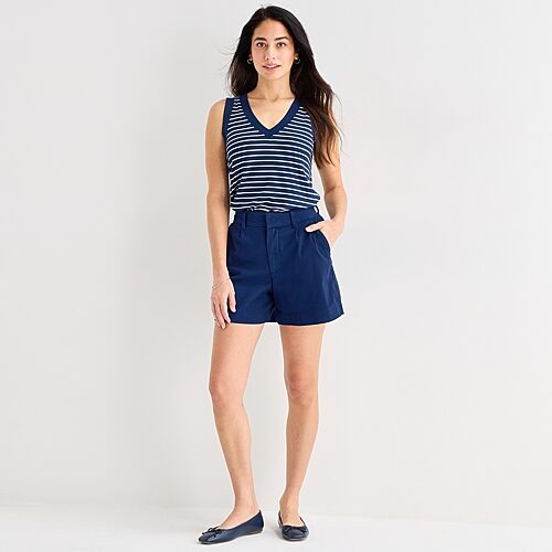 Click here for St. Johns Bay Womens Pleated Short  8  Blue prices