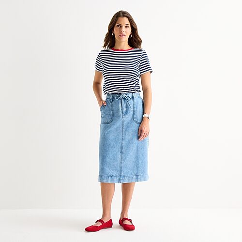 Click here for St. Johns Bay Womens High Rise Midi A-Line Skirt... prices