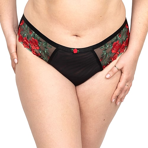 Click here for Curvy Couture Lush Embroidery Strappy Back Brief-... prices