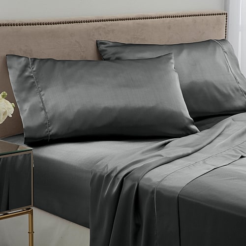 Martex Elegance Satin Wrinkle Resistant Sheet Set  One Size  Silver