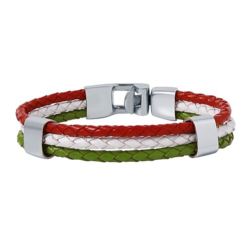 Click here for Mens Tri-Color Leather Stainless Steel Bracelet  O... prices