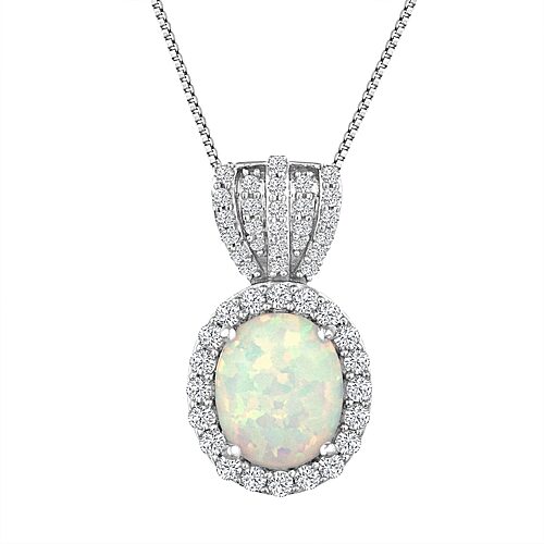 Click here for Womens Lab Created White Opal Sterling Silver 18 I... prices