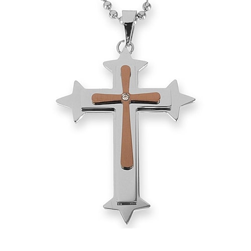 Click here for Mens Diamond-Accent Cross Pendant Necklace  One Si... prices