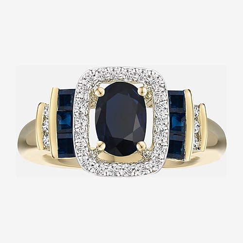 Click here for Genuine Gemstone & 1/7 CT. T.W. Diamond 10K Gold O... prices