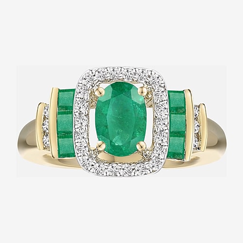 Click here for Genuine Gemstone & 1/7 CT. T.W. Diamond 10K Gold O... prices
