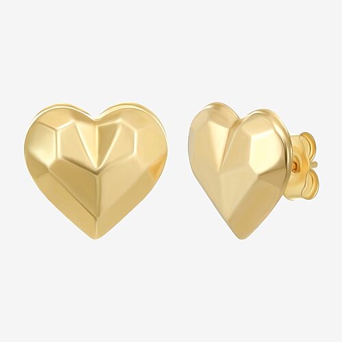Click here for 14K Gold 10.9mm Heart Stud Earrings  One Size prices