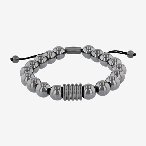 Click here for Mens Genuine Gray Hematite Beaded Bracelet  One Si... prices