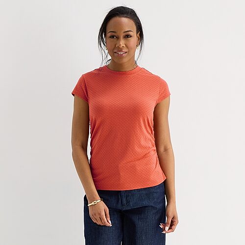 Click here for Liz Claiborne Ruched Womens Crew Neck Short Sleeve... prices