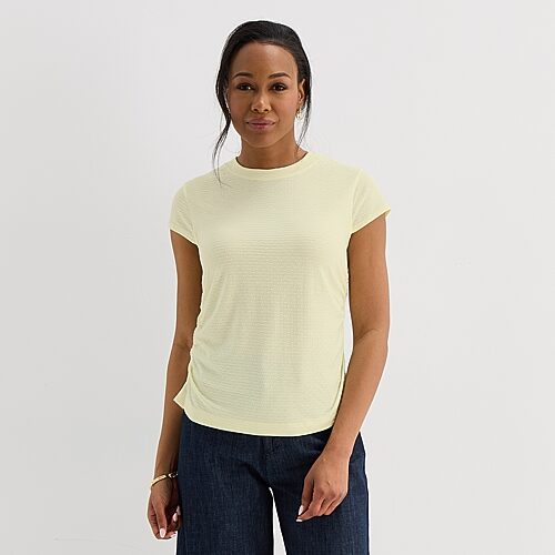 Click here for Liz Claiborne Ruched Womens Crew Neck Short Sleeve... prices