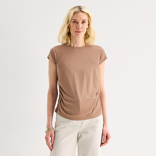 Click here for Liz Claiborne Ruched Womens Crew Neck Short Sleeve... prices