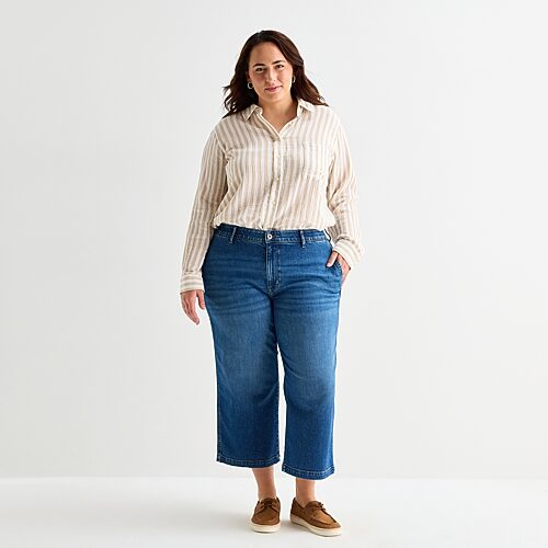 Click here for St. Johns Bay Womens Plus High Rise Wide Leg Jean... prices