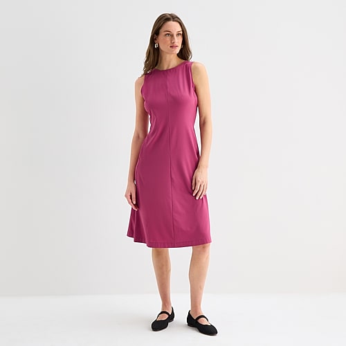 Click here for Stylus Womens Midi Crew Neck Sleeveless Fit + Flar... prices