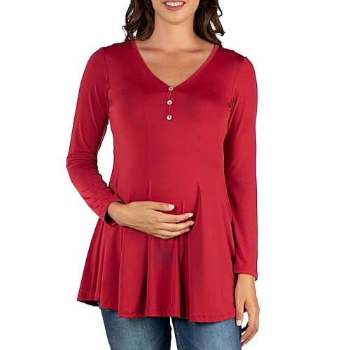 Click here for 24seven Comfort Apparel Maternity Womens Henley Ne... prices