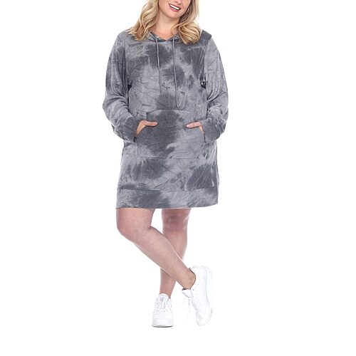 Click here for Plus Size White Mark Long Sleeve Hooded Tie Dye Sw... prices