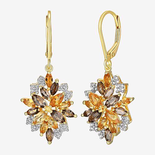 Click here for Womens Yellow Citrine 18K Gold Over Silver Flower... prices