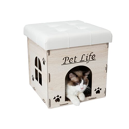 Pet Life Foldaway Collapsible Designer Cat House Furniture Bench  One Size  White
