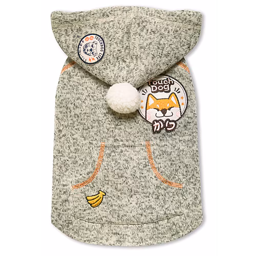 Touchdog Hippie Embelished Designer Sleeveless Pompom Pet Dog Hooded Sweater  One Size  Green