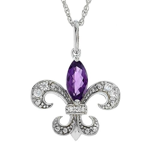 Click here for Lab-Created Amethyst and White Sapphire Fleur-de-L... prices