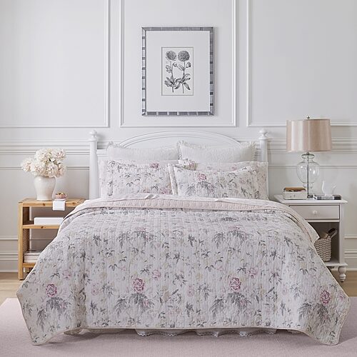 Click here for Laura Ashley Breezy Floral Reversible Quilt Set  O... prices