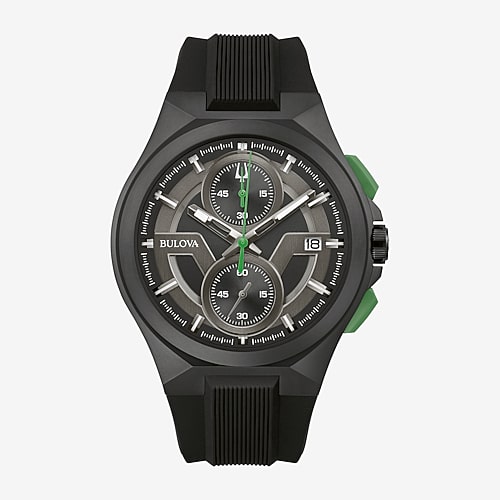 Click here for Bulova Maquina Mens Chronograph Black Strap Watch... prices