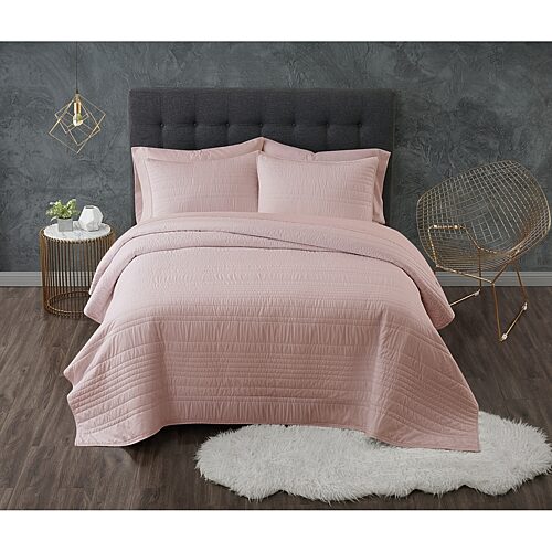 Click here for Truly Calm Solid Quilt Set  One Size  Pink prices